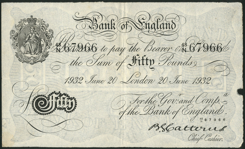 112 - Bank of England, Basil Gage Catterns (1929-1934), Bernhard £50