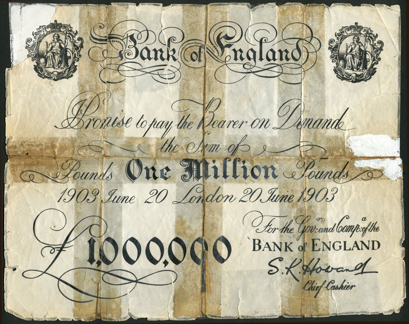 162 - A ´spoof´ Bank of England £1 million dated 20 June 1903,