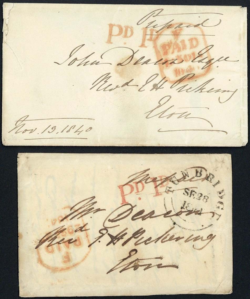 11 - Great Britain Postal History 1840 (Sept. and Nov.) two envelopes...