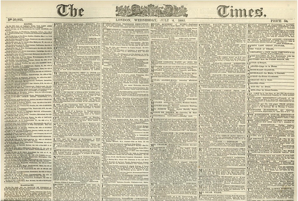 37 - Great Britain Postal History Newspapers "The Times" 4 July 1883,...