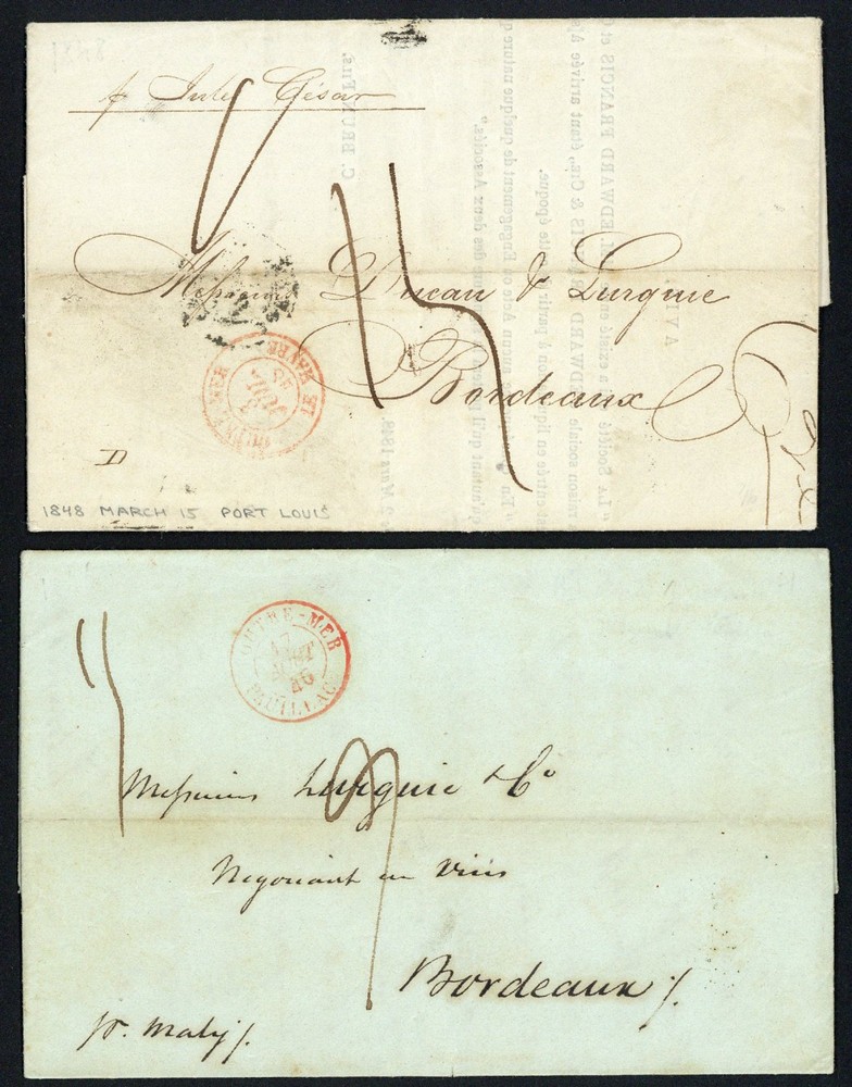 4021 - MAURITIUS Early Letters and Handstamps 1848 (15 Mar.) circular a...