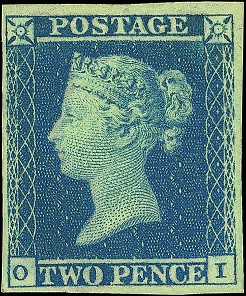 7 - Great Britain 1841 Two Pence Blue Plate 4 OI violet-blue on lave...