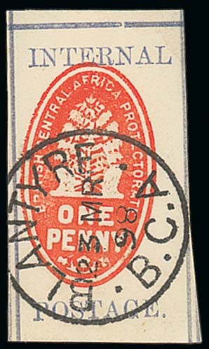 1319 - Nyasaland 1898 Cheque Stamp Setting I, imperf 1d. vermilion and...