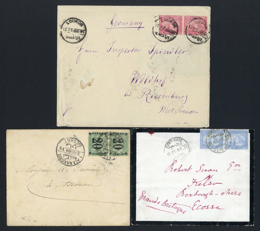 1883 - Egypt 1884 mourning envelope from Port said to Scotland franked...