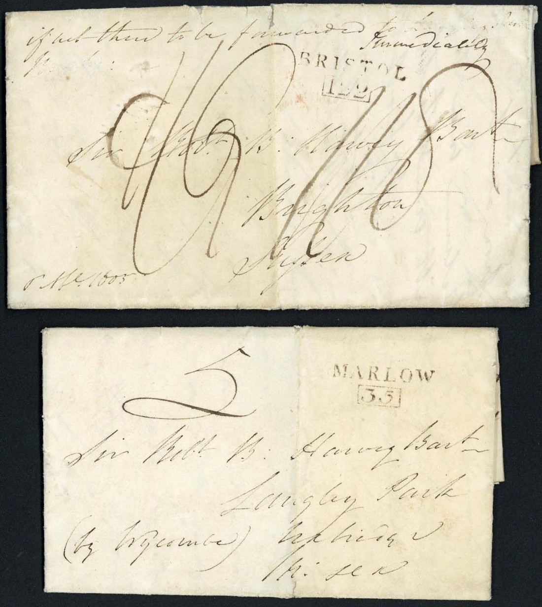 29 - Great Britain Postal History 1805 (6 April) entire letter to Bri...