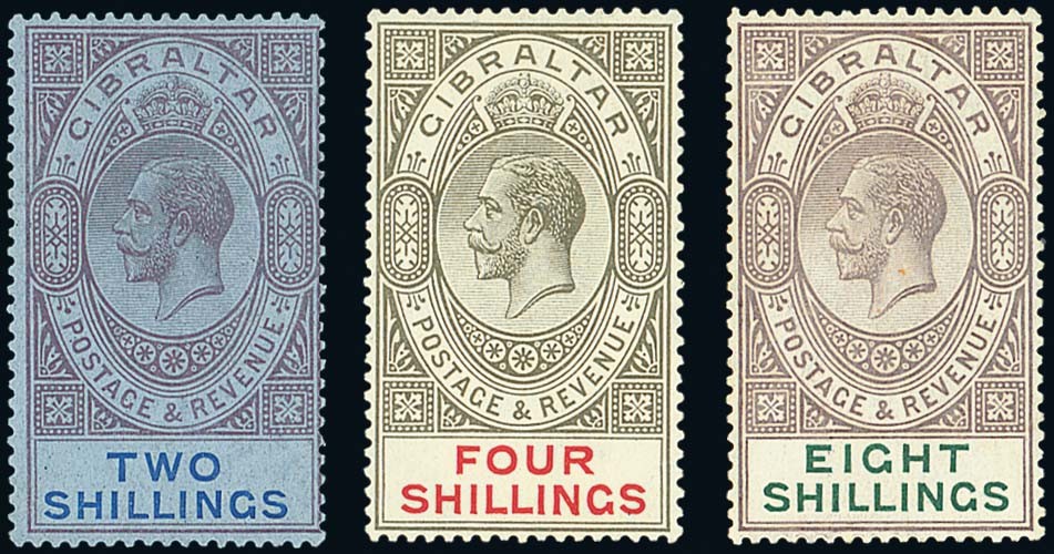 184 - Gibraltar 1921-27 Watermark Script CA Issued Stamps ½d. to 8/- s...