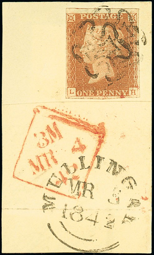 2248 - Great Britain 1841-53 One Penny Red-Brown LH, close to large mar...