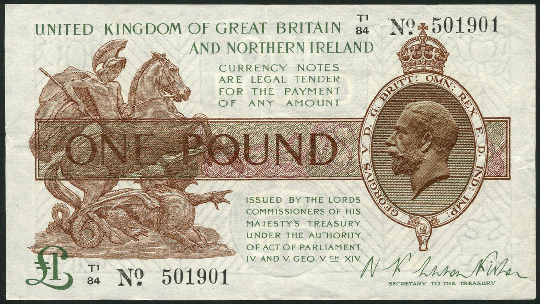 1177 - Treasury Series, N R Warren Fisher, £1, ND (25 July 1927), seria...
