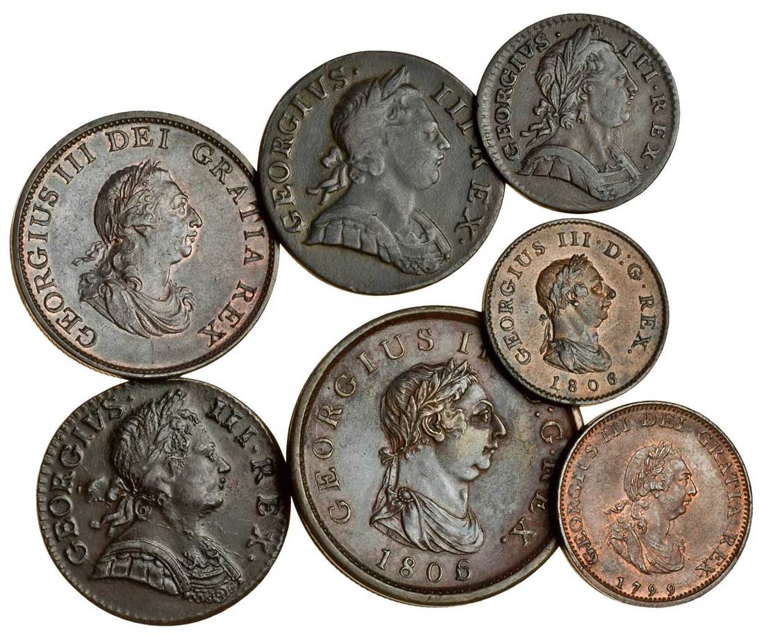 1272 - George III (1760-1820), first issue, AE Halfpenny (2), 1771, Far...