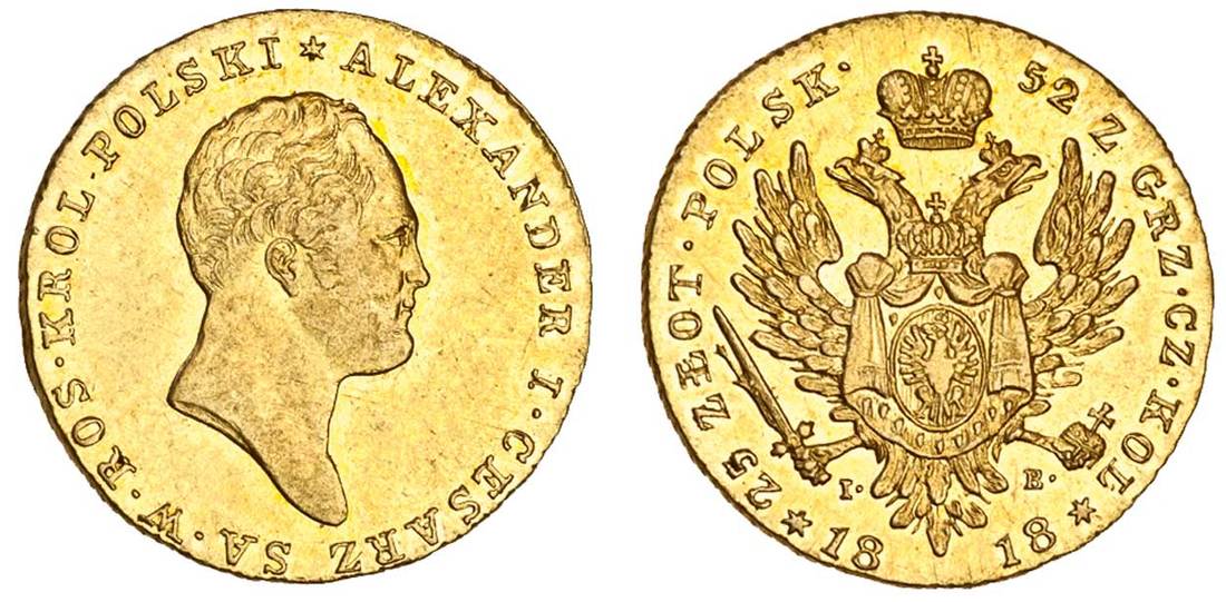 863 Poland Czar Alexander I 1815 25 25 Zloty 4 89g 1818 Head 863-poland-czar-alexander-i-1815-25-25-zloty-4-89g-1818-head
