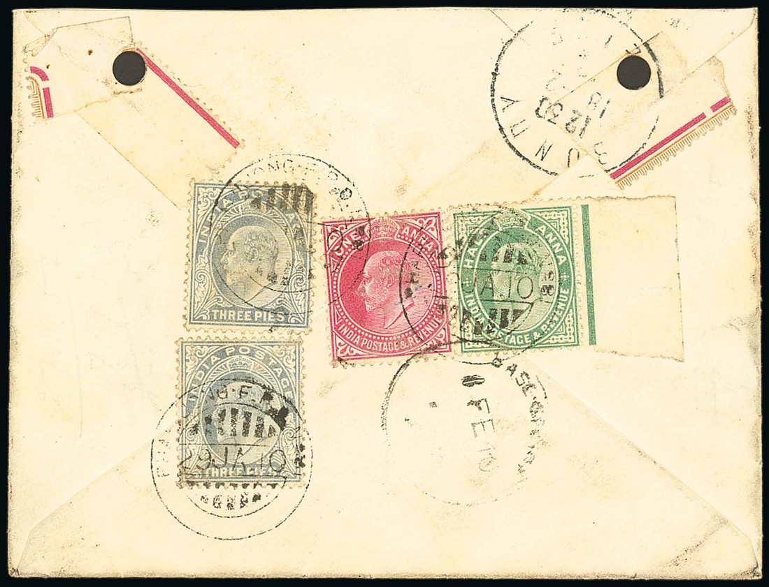 3425 - Tibet Postal History Indian Stamps used in Tibet 1910 (29 Jan.)...