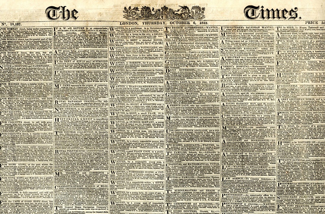 4185 - Great Britain Postal History Newspapers 1842 (Oct. 6) - 1890 (20...