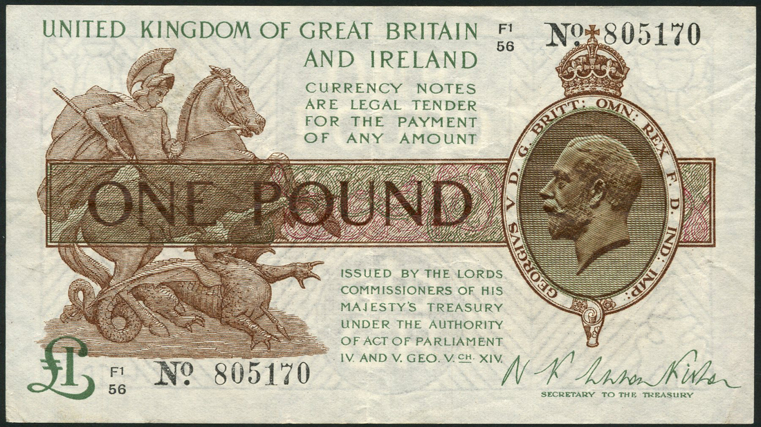 3059 - Treasury Series, N F Warren-Fisher, £1, ND (1919), serial number...