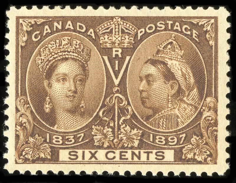 587 - #55, 1897 6c Jubilee, select mint single, exceptionally well cen...