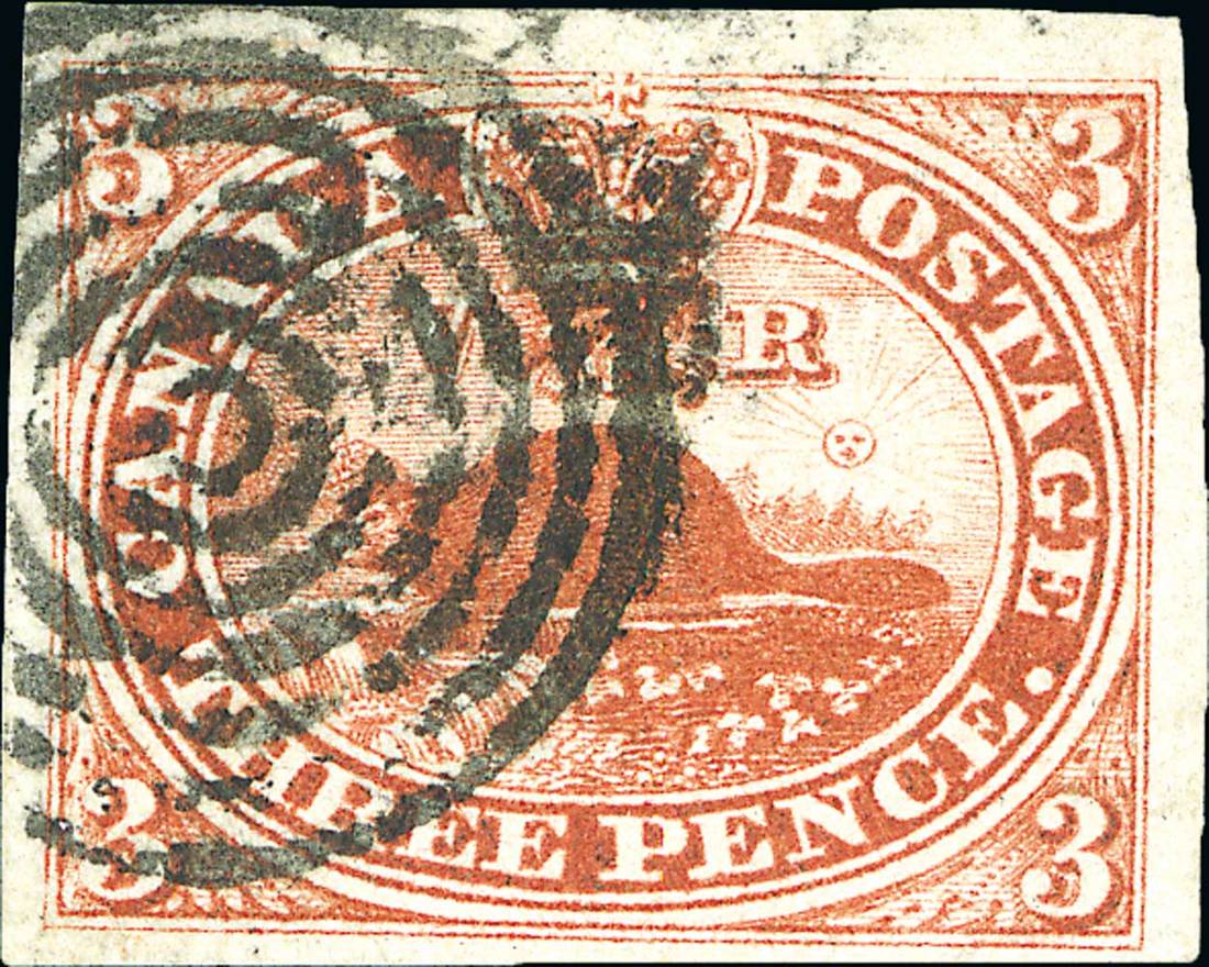146 - #4, 1852 3p Red on medium wove paper, four ample to huge margins...