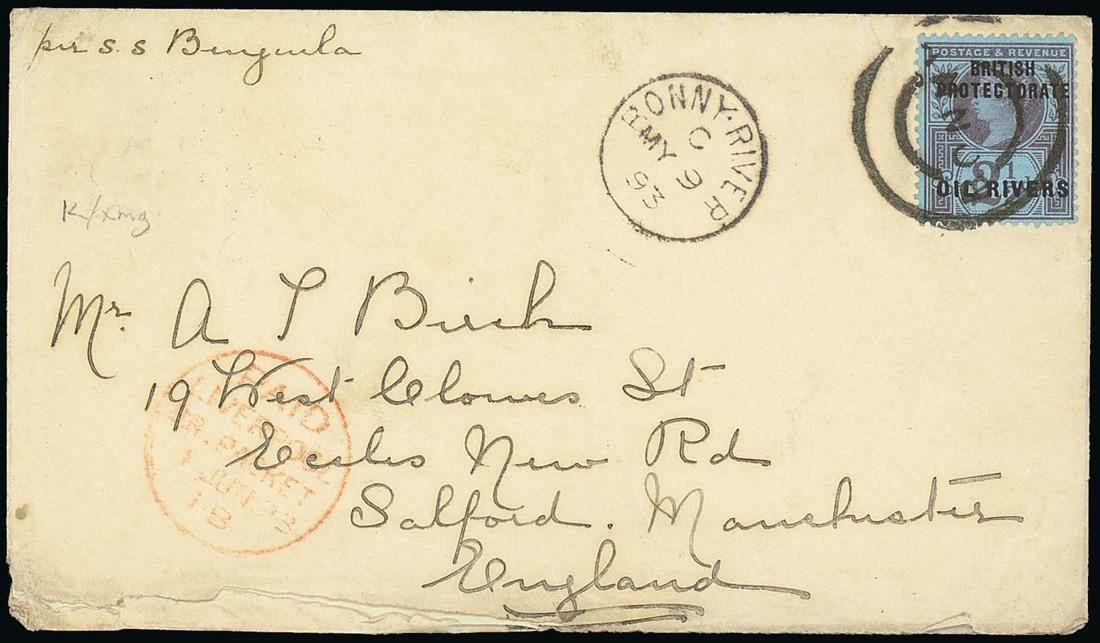 910 - Niger Coast Niger Coast Protectorate Covers 1893 (9 May) envelop...