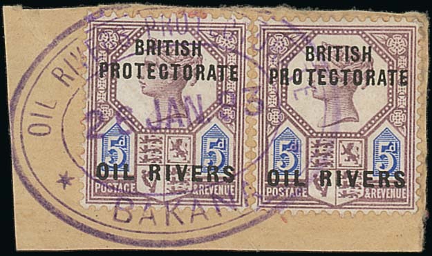 1088 - Niger Coast Protectorate Cancellations 1893 (28 Jan.) small piec...