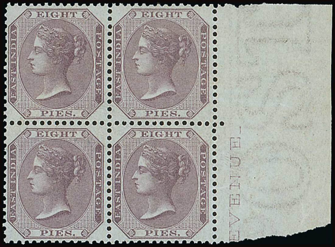 110 - India De La Rue Issues 1860 No Watermark 8p. purple on bluish pa...
