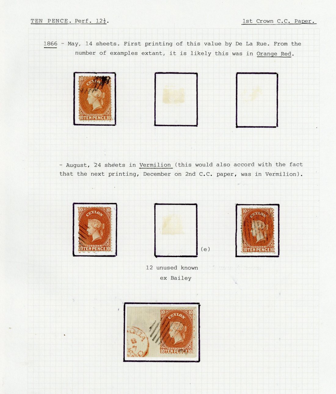 1275 - 1863-66 Watermark Crown CC, medium thin and slightly soft paper...