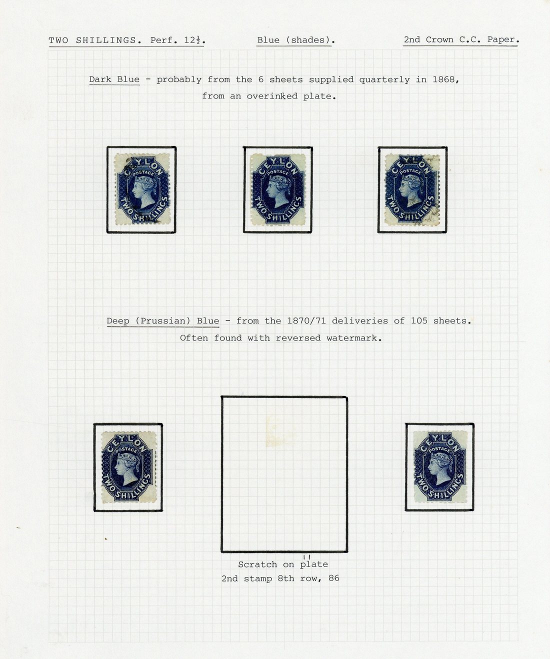 1361 - 1867-70 Watermark Crown CC, hand-made paper Issued Stamps 2/- st...
