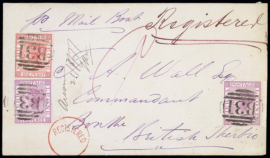 1669 - Sierra Leone The Stamp Period 1877 (18 July) envelope to Bonthe,...