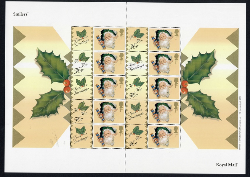 1037 - Great Britain 2000-2001 Smilers. Christmas, 20 x 19p. and 10 x...