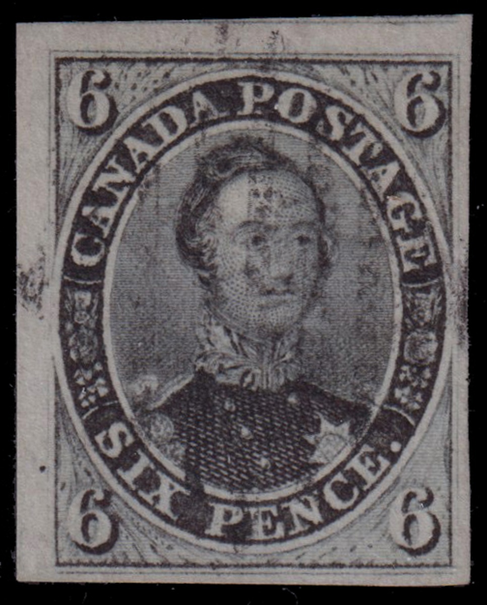 20 - Canada 1855 6d slate grey Consort on wove paper, used with centr...
