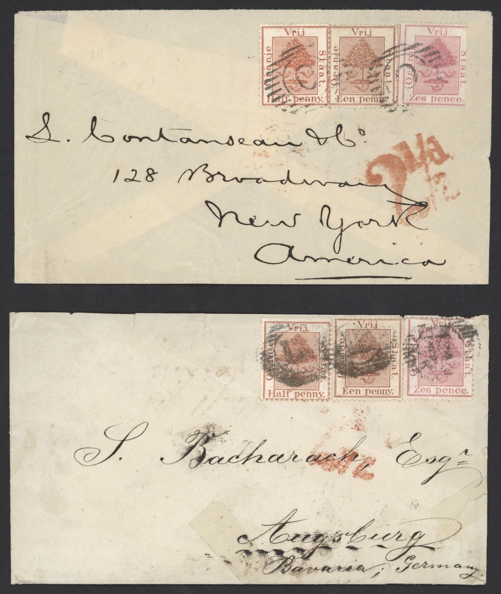 1217 - Orange Free State 1885 envelope from Jaggersfontein to New York...