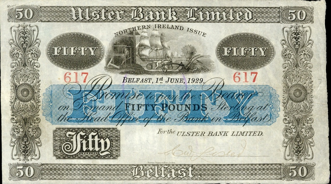 3178 Ulster Bank Limited Northern Ireland 50 1 June 1929 Red Ser 