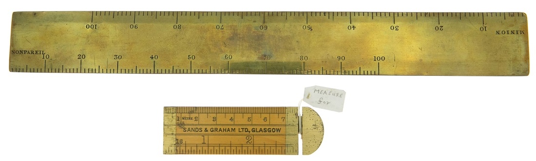 223 - French Brass Rule and an English Measure for buttons by Sands