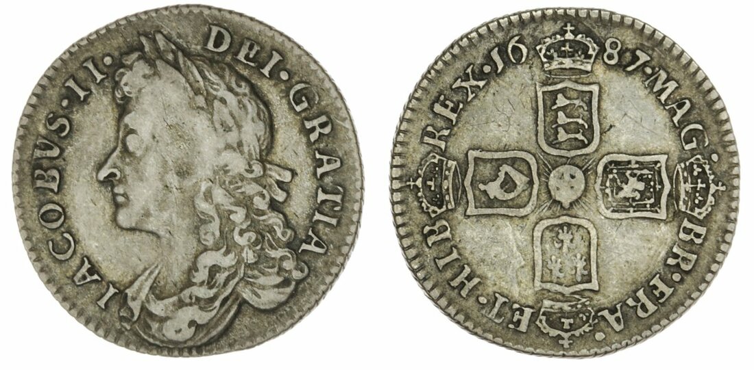 2673 - The Hardcastle Collection | James II (1685-88), Sixpence, 1687,...