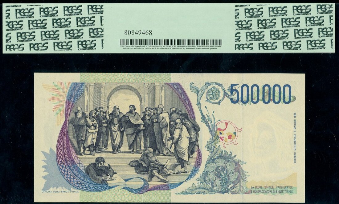1731 Banca D Italia 500 000 Lire 1997 Serial Number VA 264082 B 1731 Banca D Italia 500 000 Lire 1997 Serial Number VA 264082 B