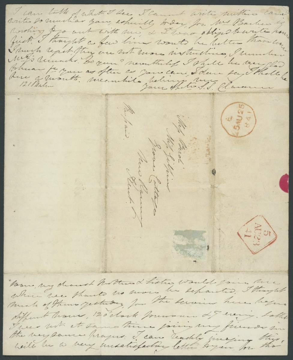5 - Great Britain Postal History 1841 (21 Aug.) entire letter to Ken...