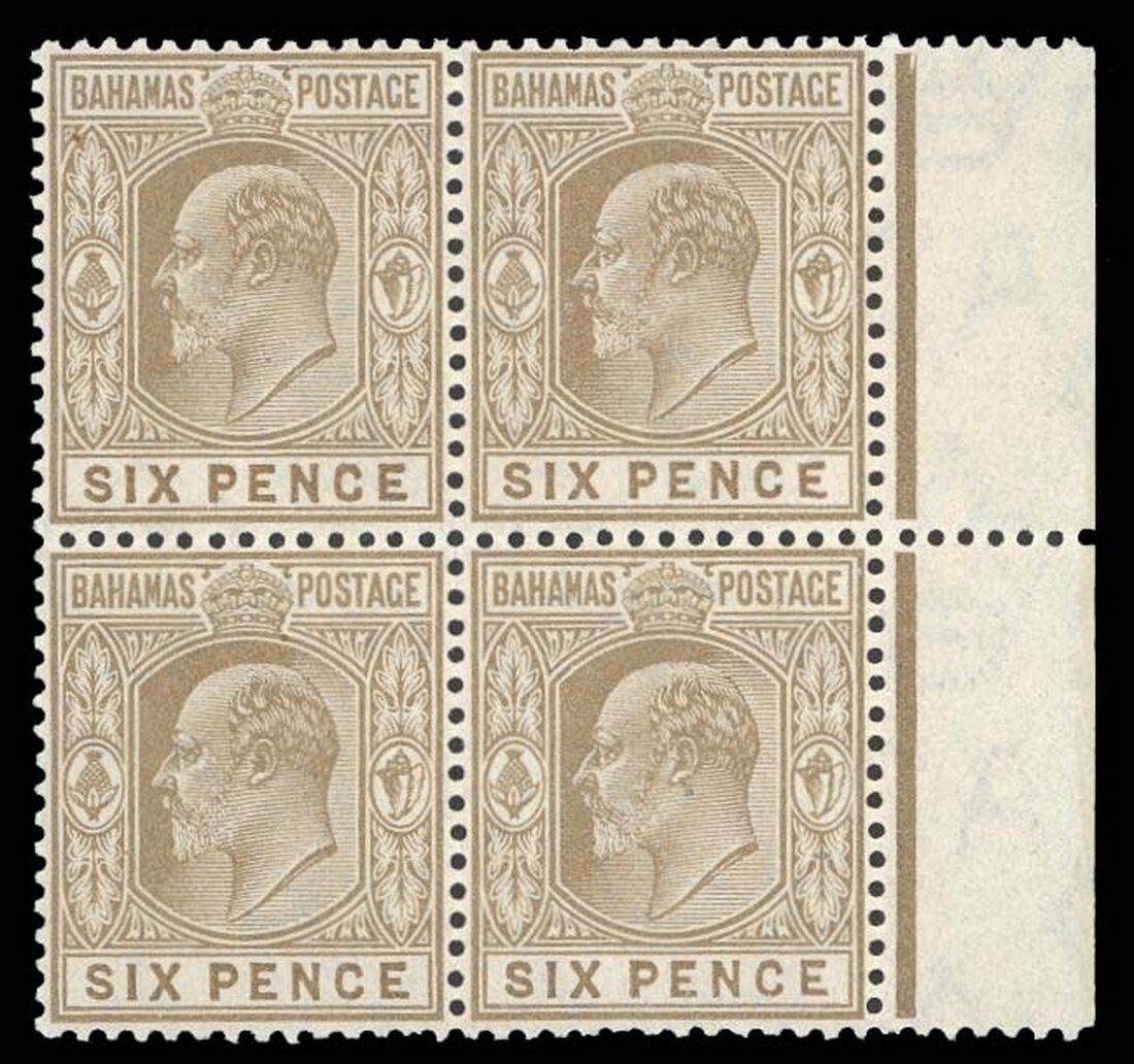 660 - Bahamas 1906-11 Issue Issued Stamps 1906-11 MCA 6d. bistre-brown...