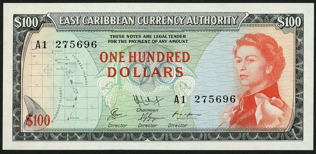 1182 - East Caribbean Currency Authority, 100 dollars, ND (1965-83), se...