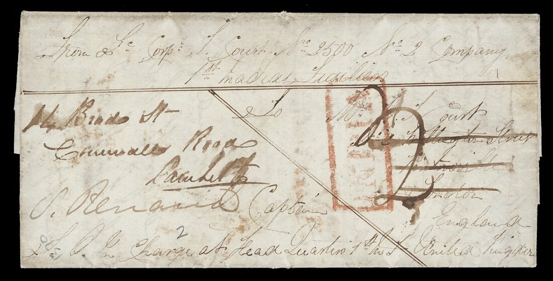 105 - Burma Ship Letters Rangoon 1854 (5 Jan.) soldier's entire letter...