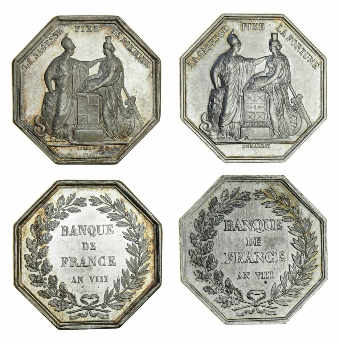 156 - France, First Republic (1789-1804), AR octagonal Jettons, Bank o...