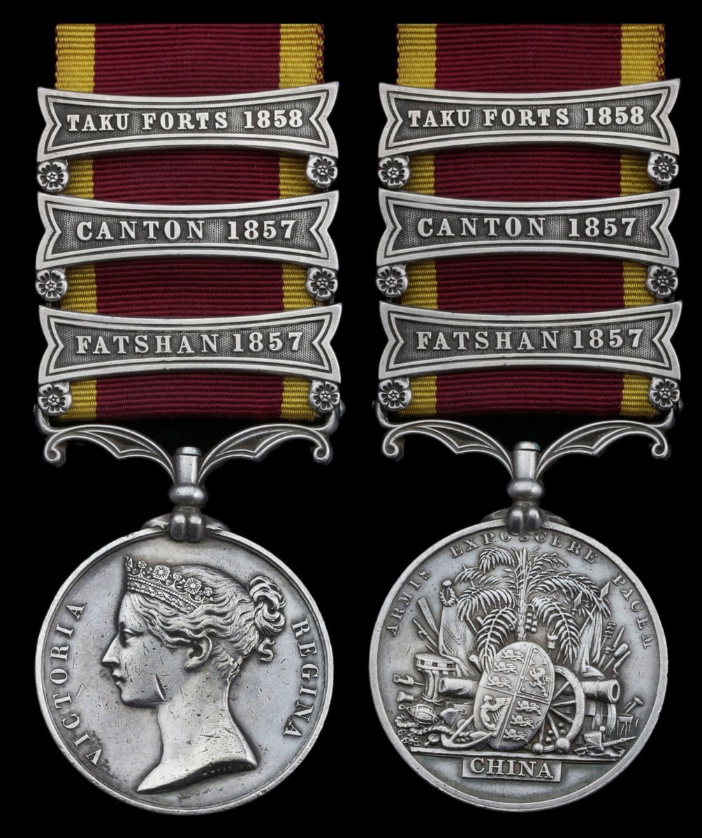 20 - China 1856-60, 3 clasps, Fatshan 1857, Canton 1857, Taku Forts 1...