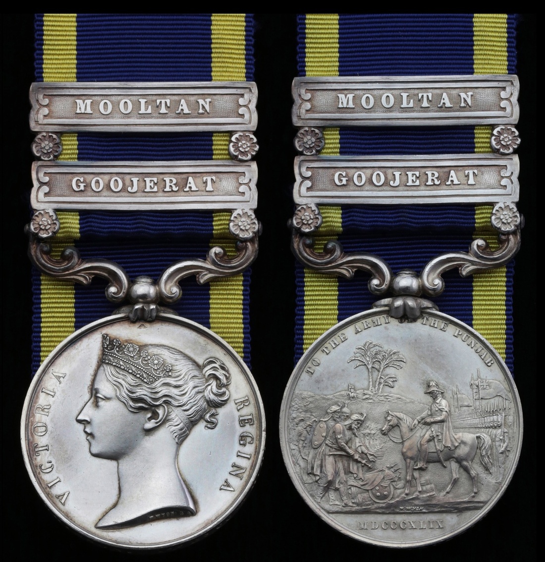 8 - Punjab 1848-49, 2 clasps, Mooltan, Goojerat (Lieut. W. Hutchinso...