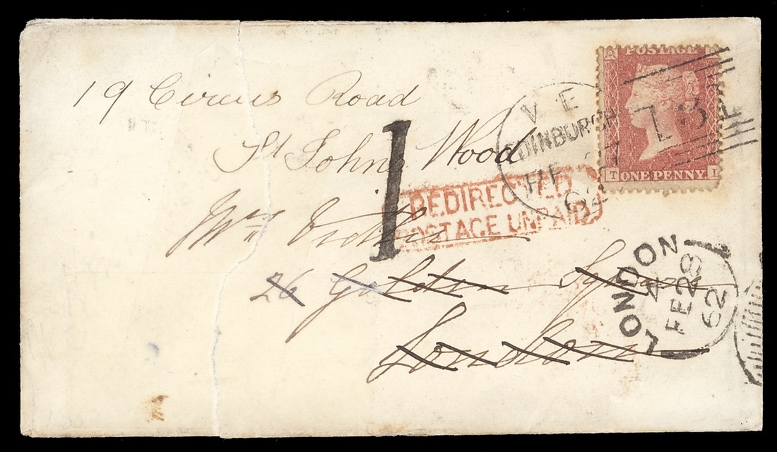1069 - Great Britain Postal History 1862 (28 Feb.) envelope to London,...