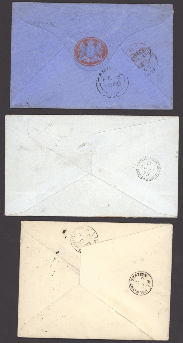 1074 Great Britain Postal History 1866 17 Jan Blue Envelope To Can 