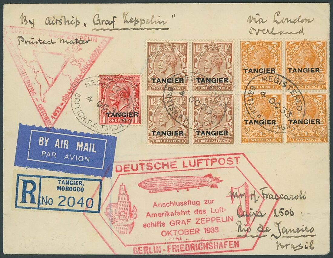 108 Morocco British Post Offices Tangier 1933 35 Zeppelin Selection 