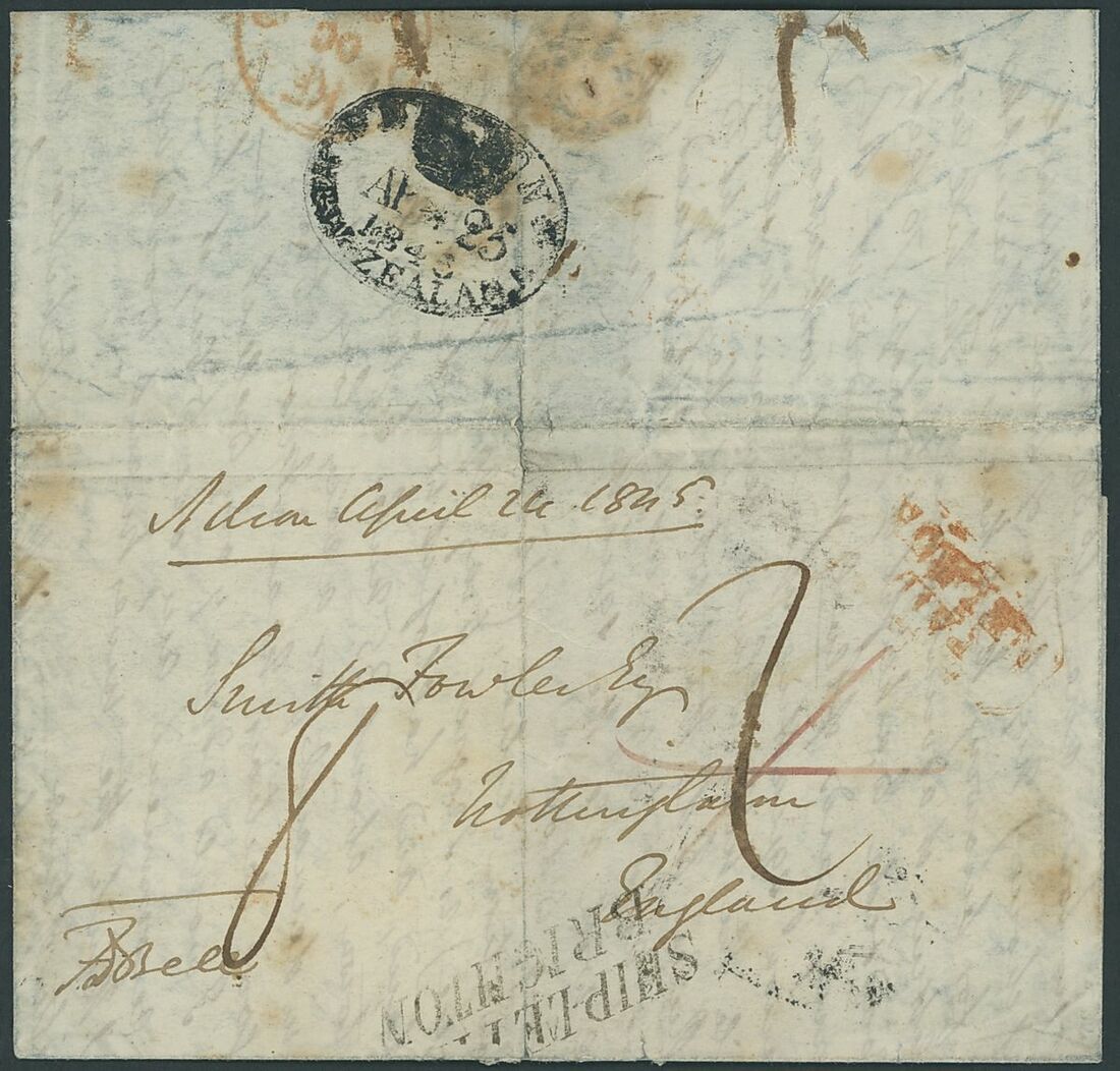 2091 - New Zealand Pioneer Mail 1845 (April) entire letter from Francis...