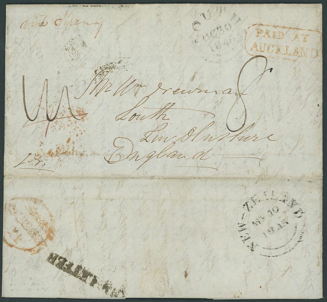2092 - New Zealand Pioneer Mail 1845 (9 May) entire letter from Joseph...