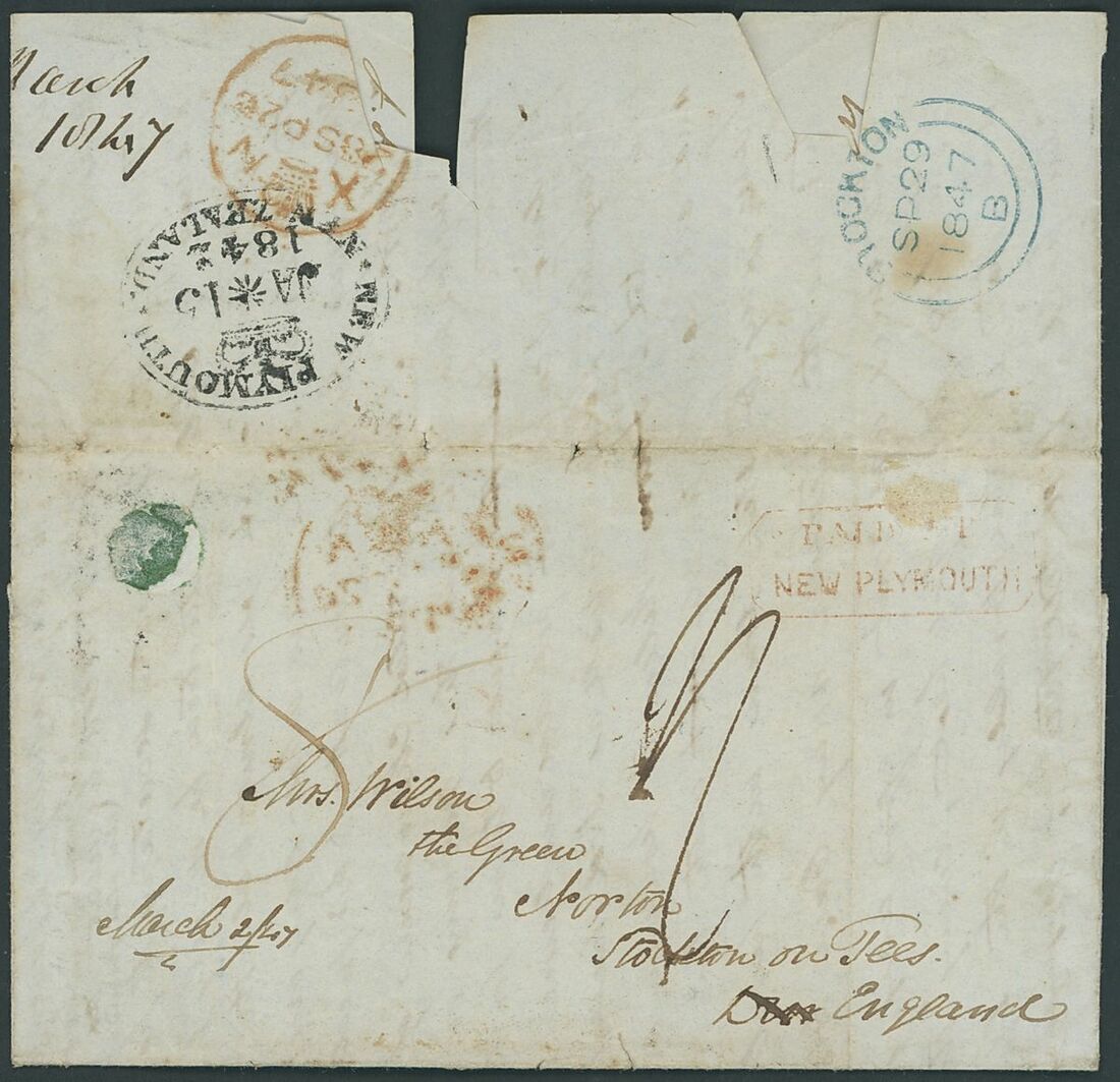 2103 - New Zealand Pioneer Mail 1847 (2 March) entire letter from John...