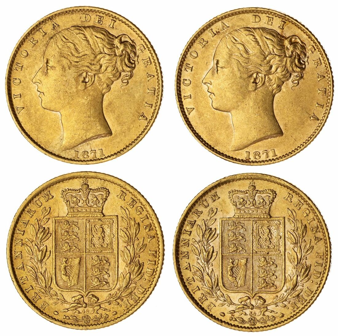 6775 - Victoria (1837-1901), 'Shieldback' Sovereigns, 1871, Type IB (2)...