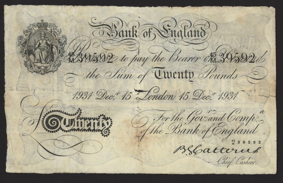2177 - Bank of England, White Note, German forgery, £20, London, 15 Dec...