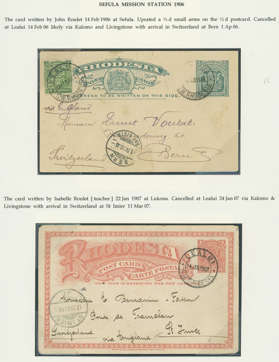 5007 - Missionary Mail Barotseland Sefula (established 1886) Map 2 1907...