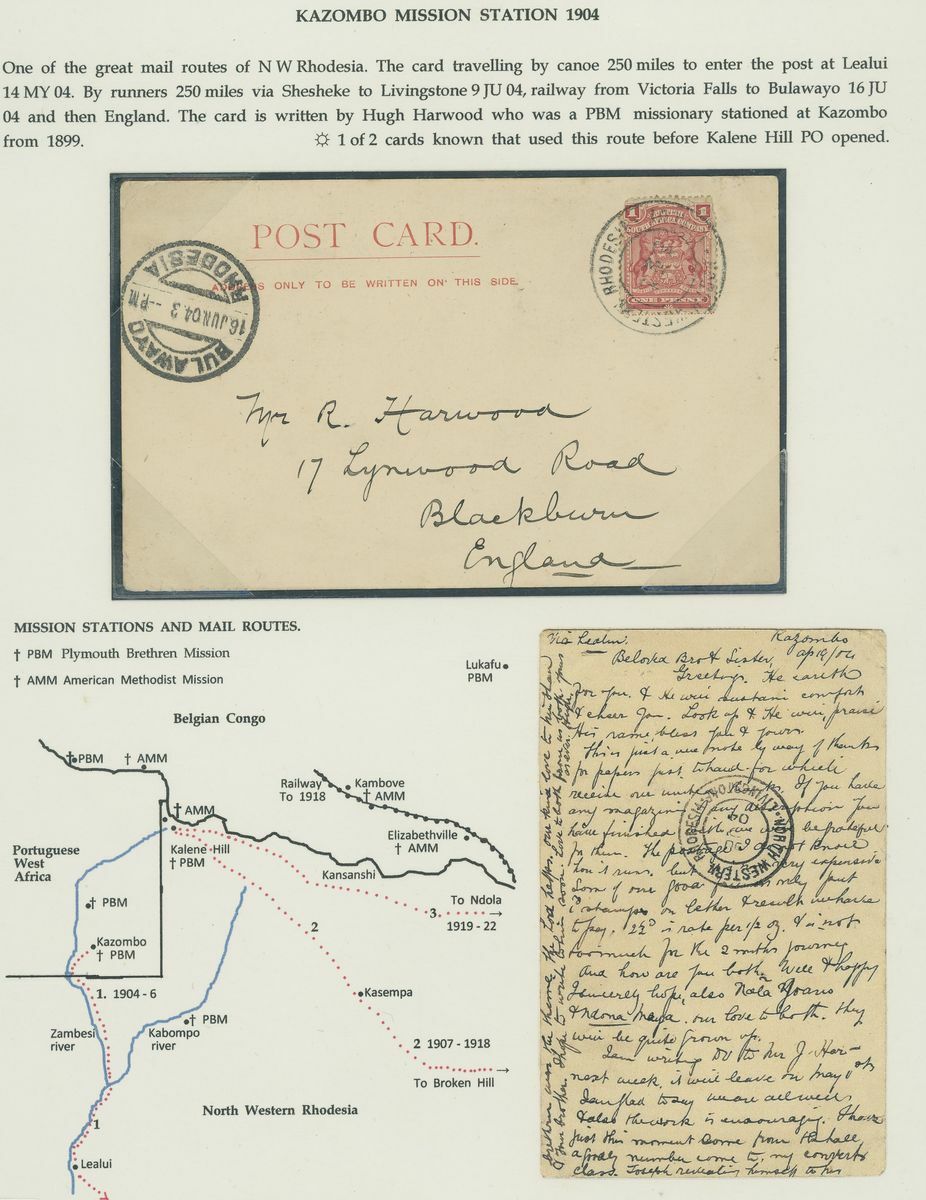 5064 - Missionary Mail North-West Rhodesia Route 1: Kazombo - Lealui on...