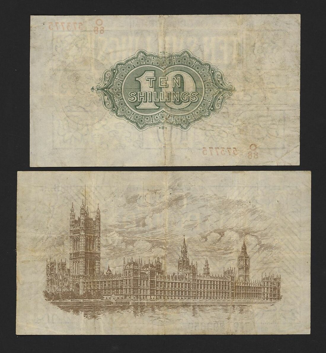 155 - Treasury Notes, Great Britain, [2 notes] 10 Shillings, £1, 1922-...